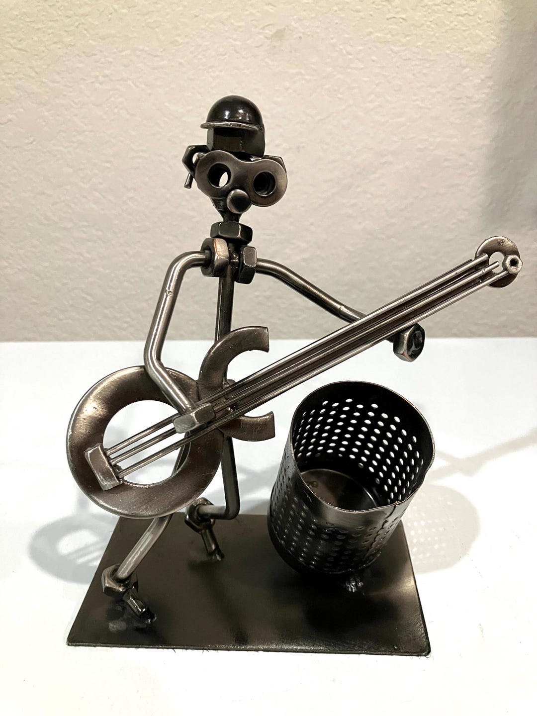Guitar Playing Man Welded Metal Art Sculpture Nuts Bolts Recycled ...