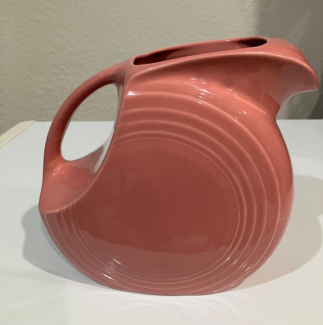 Fiestaware Large 7-inch Disk Water Pitcher Rose Pink Homer Laughlin ...