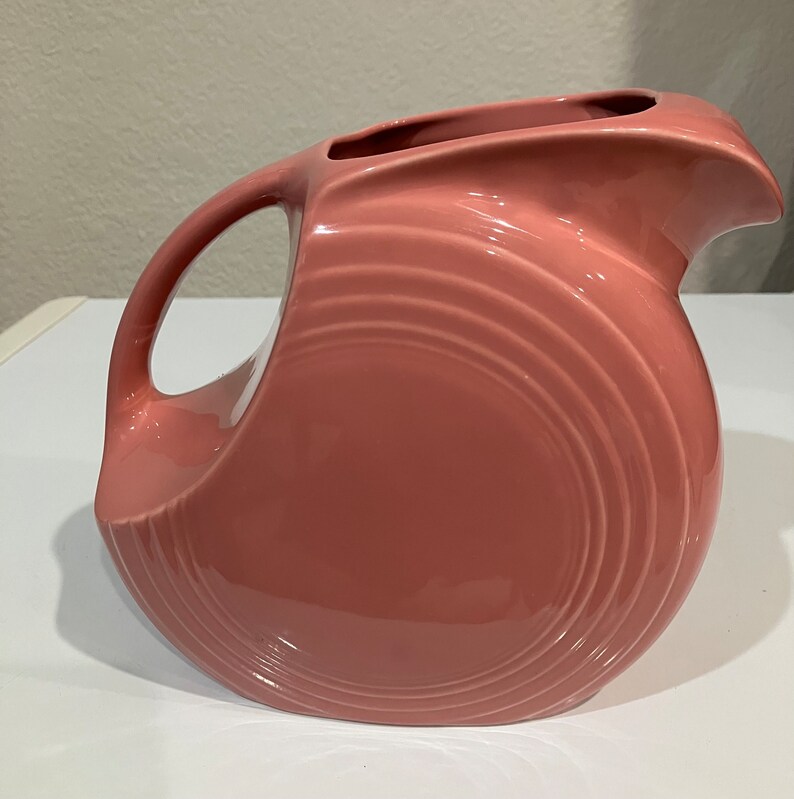 Fiestaware Large 7-inch Disk Water Pitcher Rose Pink Homer Laughlin ...
