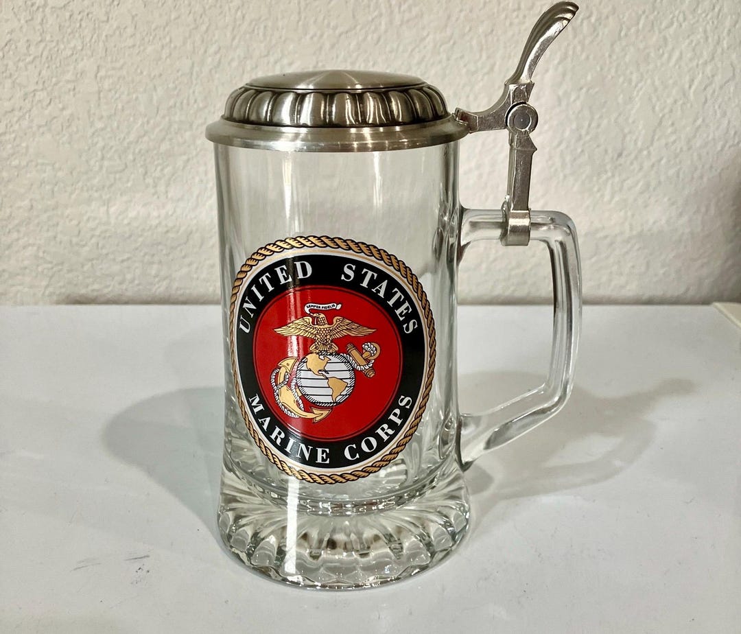 United States Marine Corps USMC Glass Lidded Beer Stein - Etsy