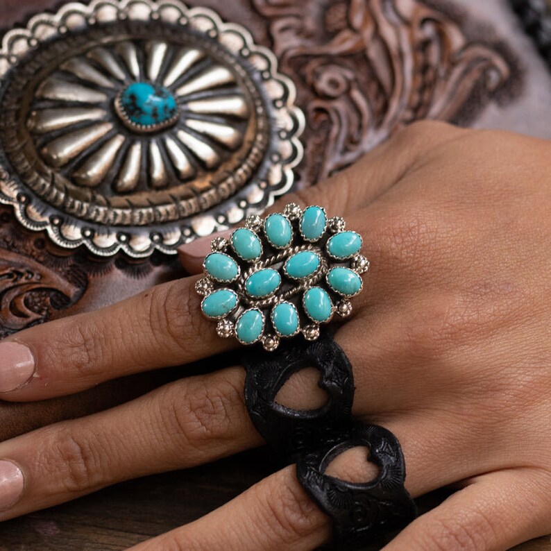 Small Hand Painted Flower Leather Ring Tooled Western Design - Etsy