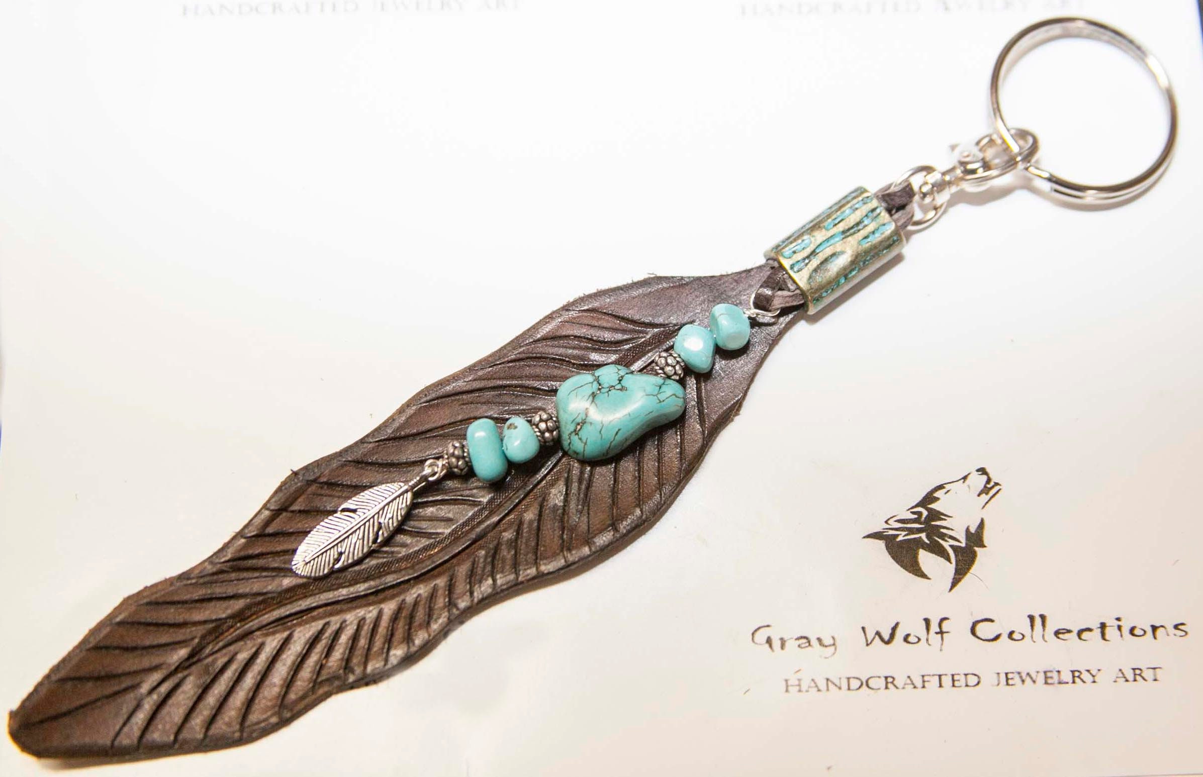 Eagle Feather Key Ring With Turquoise, Western, Rustic, Bag Charm - Etsy