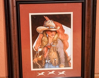 Doreman Burns Cowgirl Signed Print Matted Framed Western | Etsy