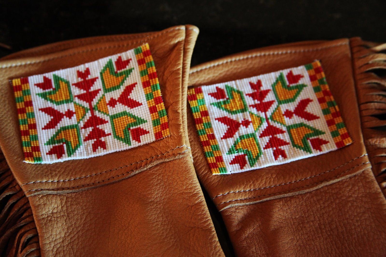 Native American Style Beaded Gauntlets Elk Leather Beaded - Etsy