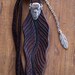 Buffalo Eagle Feather Key Ring, Tooled Leather, Silver Feather, Western ...