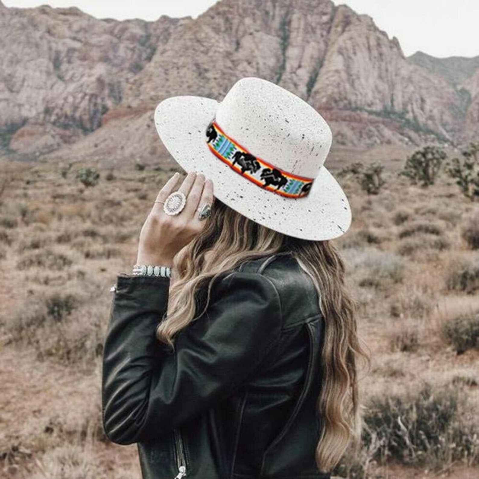 Buffalo Native American Style Wide Hat Band, Beaded Hatband - Etsy