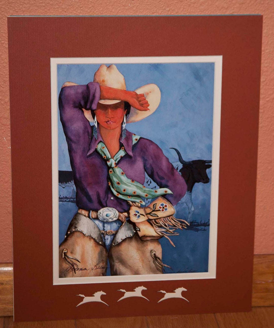 Doreman Burns Cowgirl Signed Print, Matted, Western Decor, Western Wall ...