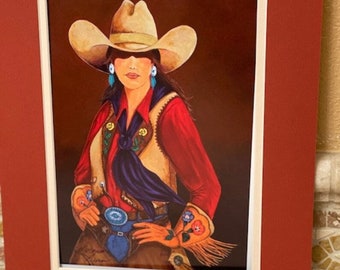 Doreman Burns Cowgirl Signed Print Matted Framed Western | Etsy