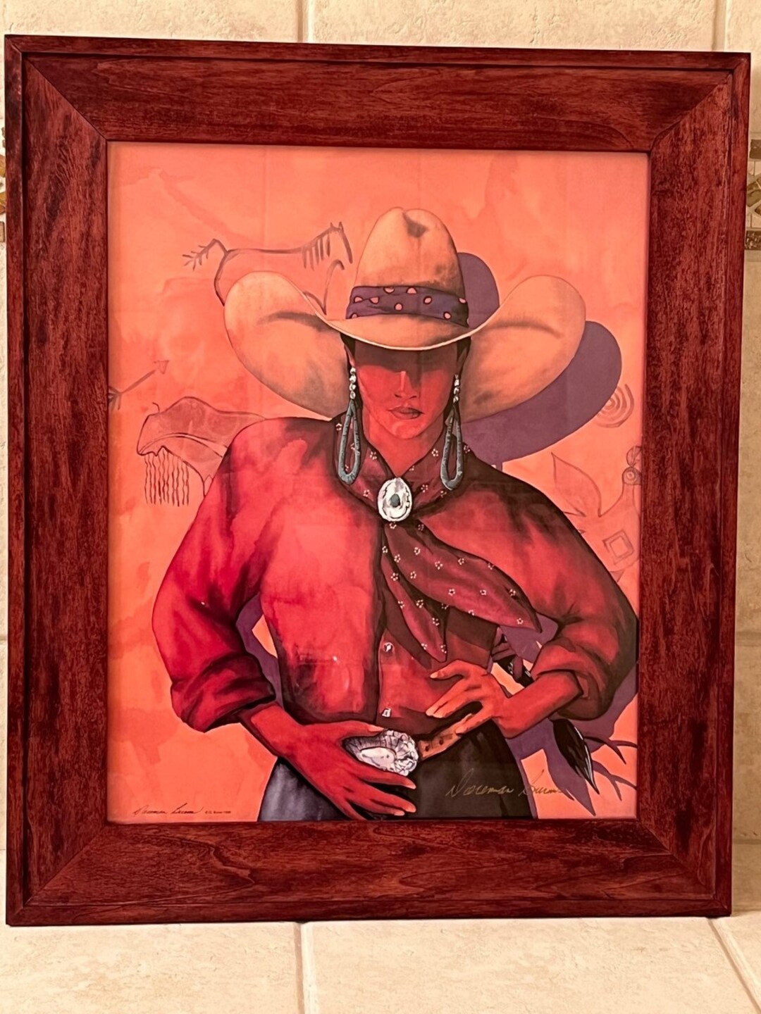 Doreman Burns Cowgirl, Signed Print, Framed, Western Decor, Large Wall ...