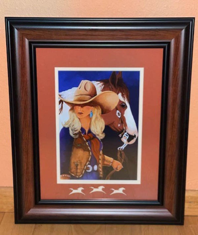 Doreman Burns Cowgirl, Signed Print, Matted, Framed, Western Decor ...