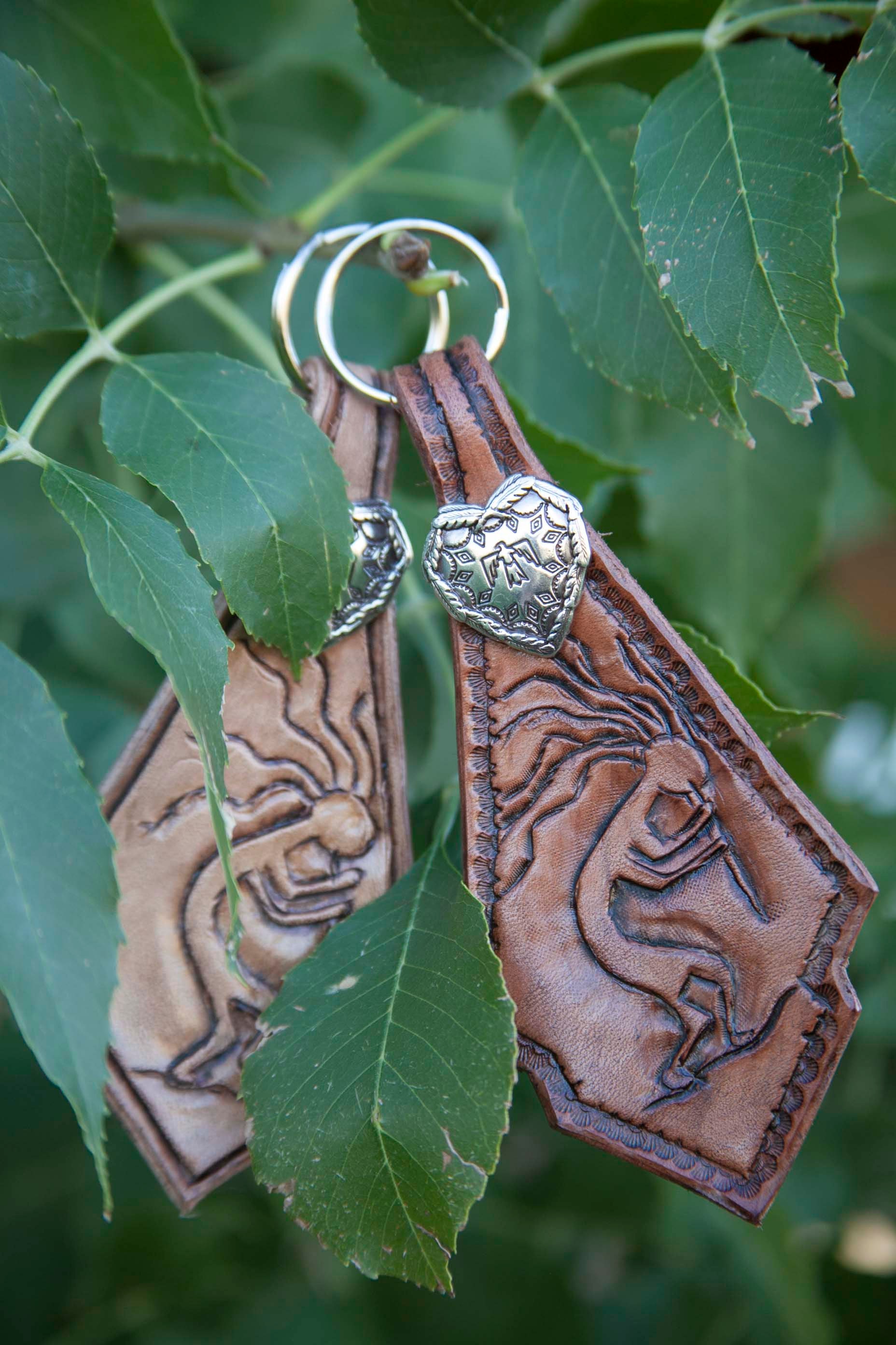 Kokopelli Key Ring Dog Key Ring Custom Carved Leather - Etsy