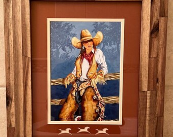 Doreman Burns Cowgirl Signed Print Matted Framed Western | Etsy