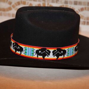 Buffalo Native American Style Wide Hat Band, Beaded Hatband - Etsy