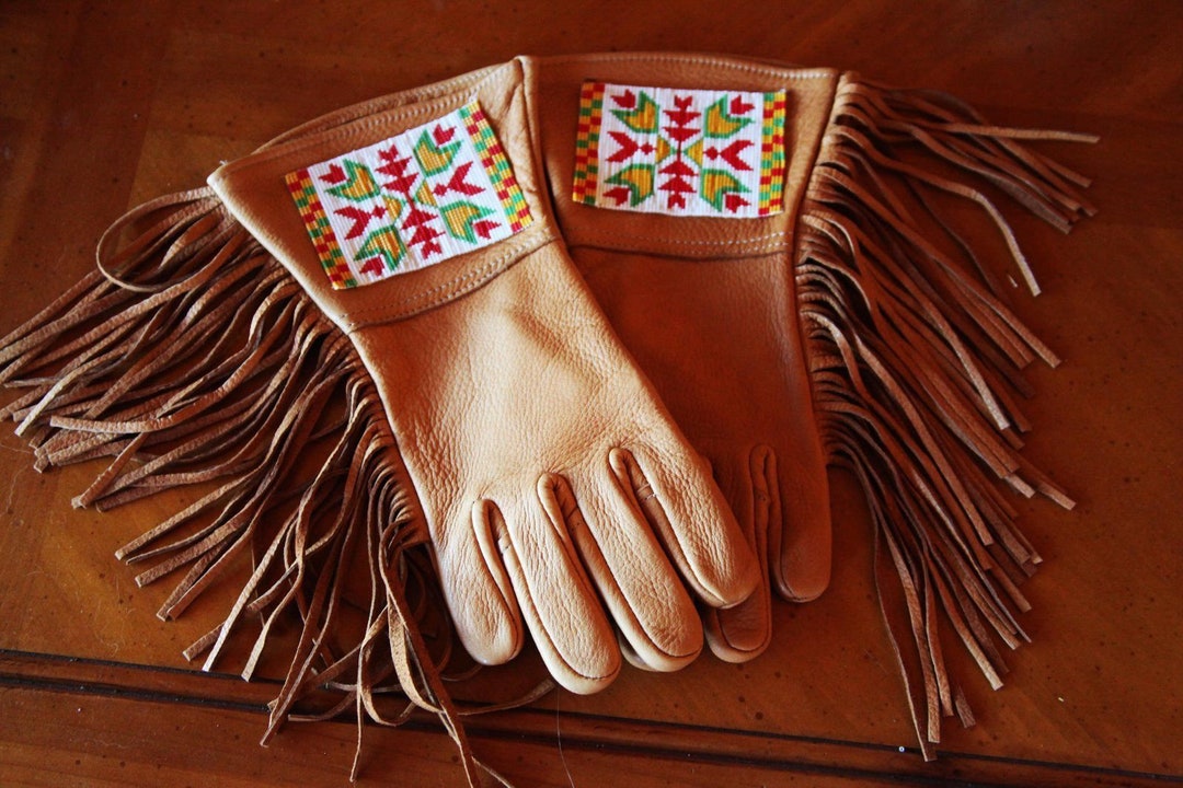 Native American Style Beaded Gauntlets Elk Leather Beaded - Etsy