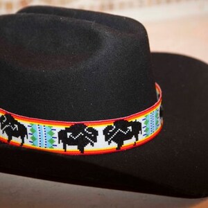 Buffalo Native American Style Wide Hat Band, Beaded Hatband - Etsy