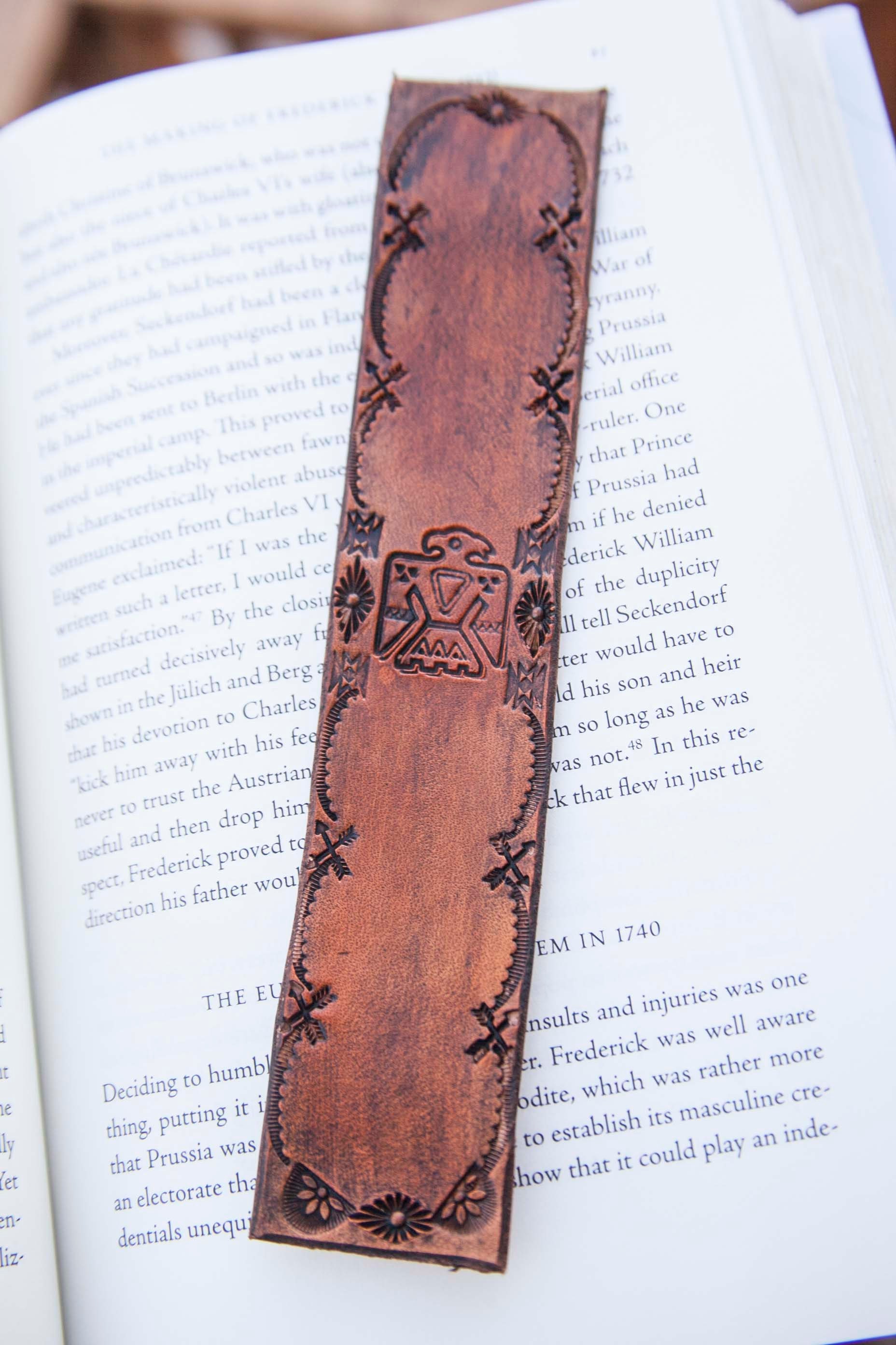Thunderbird Full Grain Leather Bookmark Western Design - Etsy