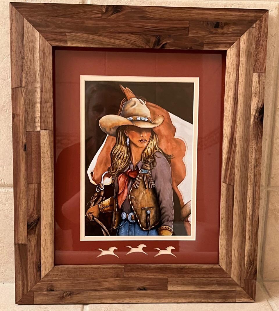 Doreman Burns Cowgirl, Signed Print, Matted, Framed, Western Decor ...