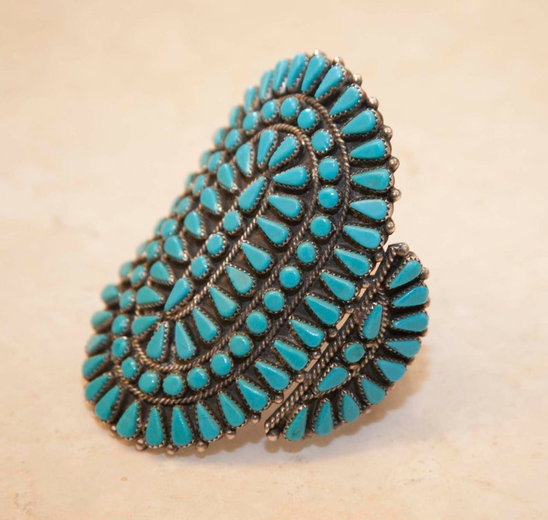 MASSIVE Turquoise Sterling Silver Cuff Cluster Bracelet - Etsy