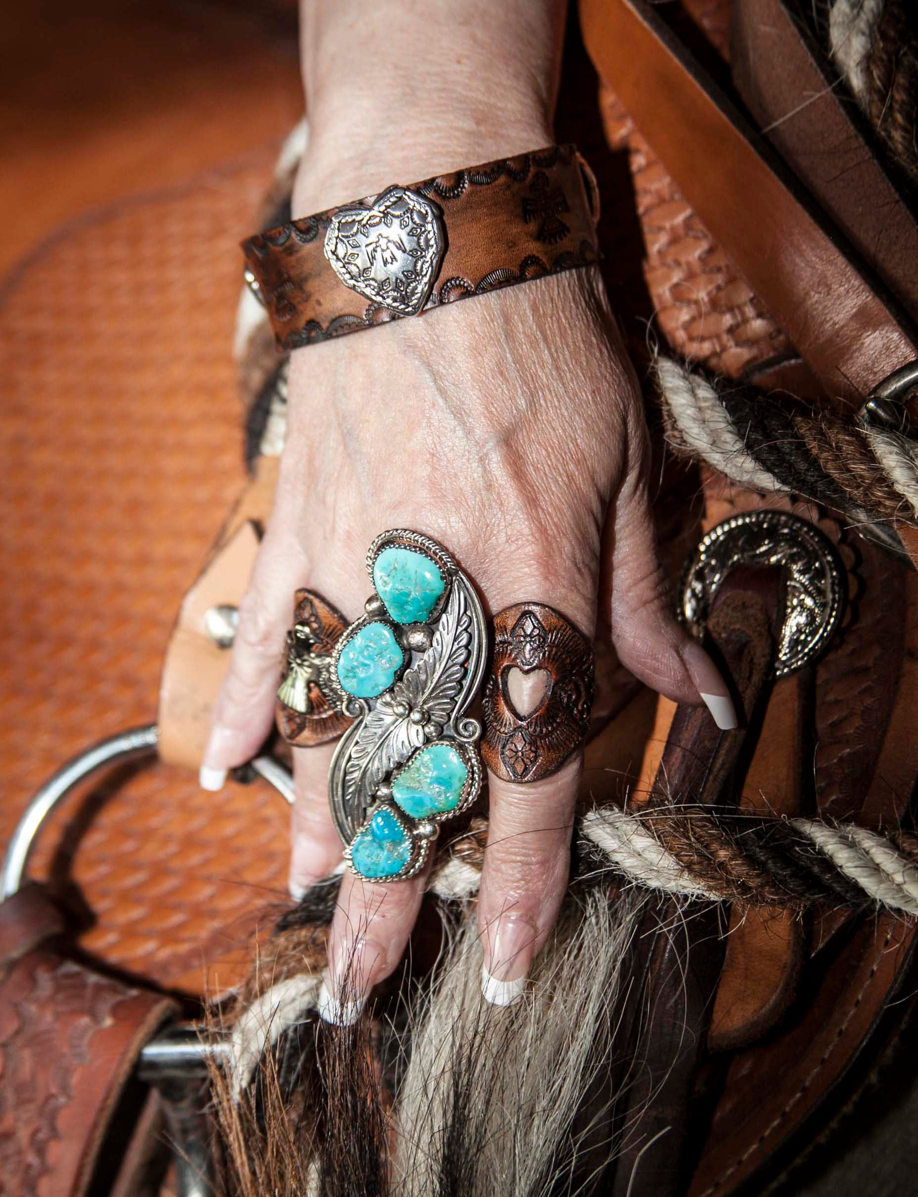 Large Heart Leather Ring Tooled Western Design - Etsy