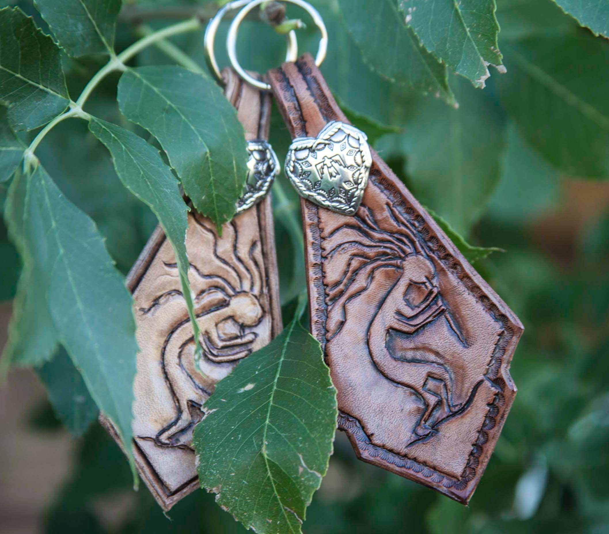 Kokopelli Key Ring Dog Key Ring Custom Carved Leather - Etsy