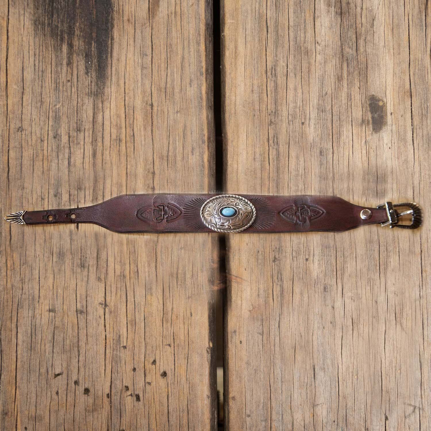 Western Leather Cuff Bracelet Hand Tooled Southwestern Design Unisex - Etsy
