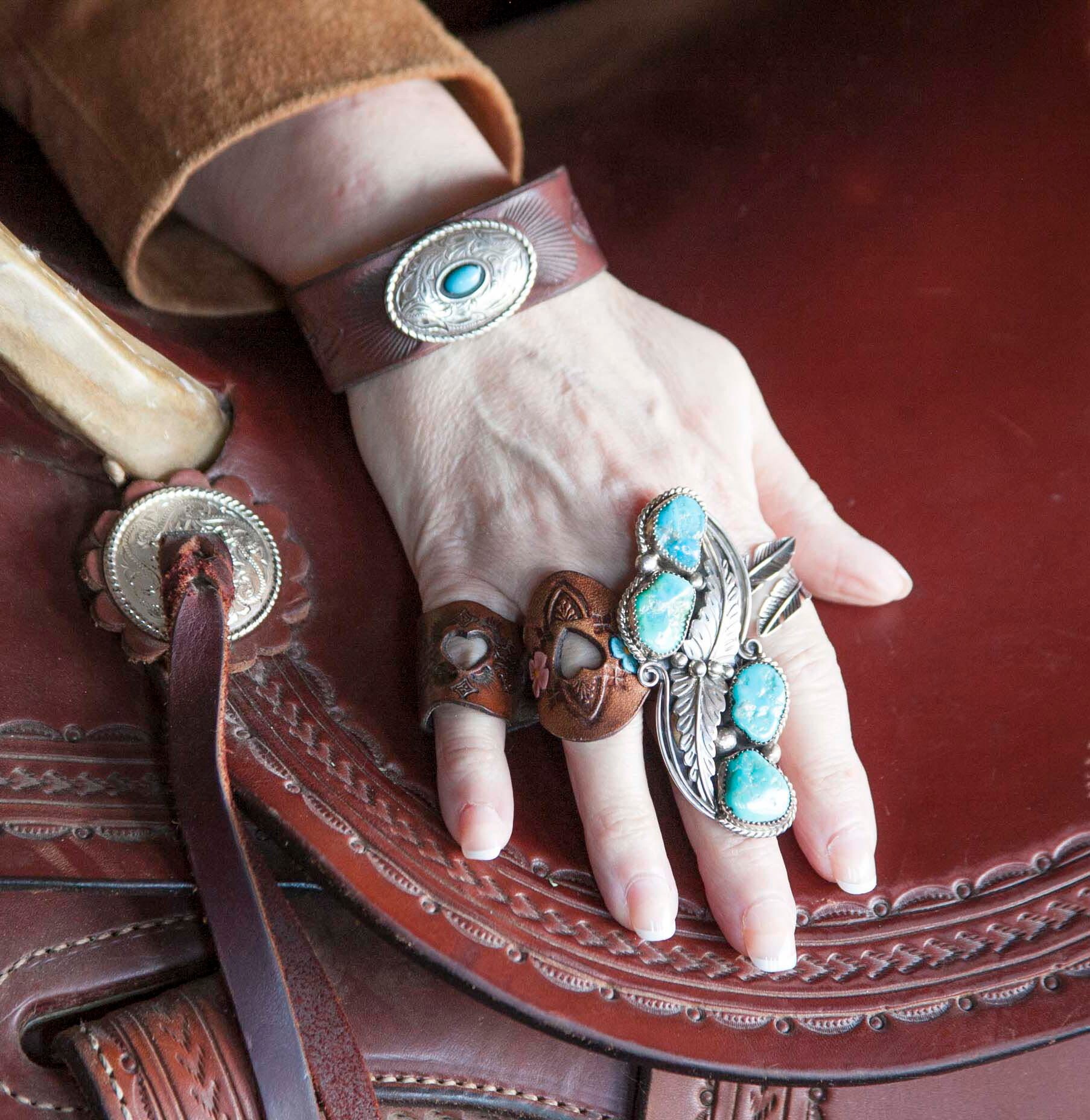 Western Leather Cuff Bracelet Hand Tooled Southwestern Design Unisex - Etsy