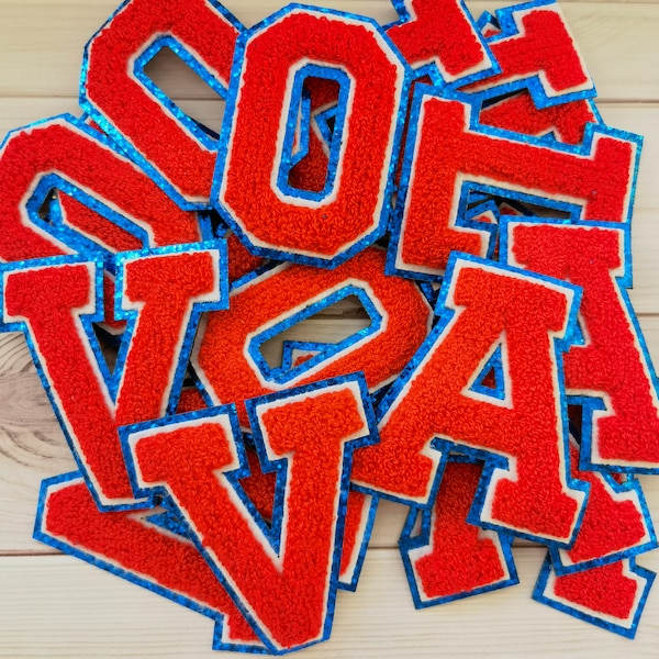 Letter Patches Red Blue - Etsy