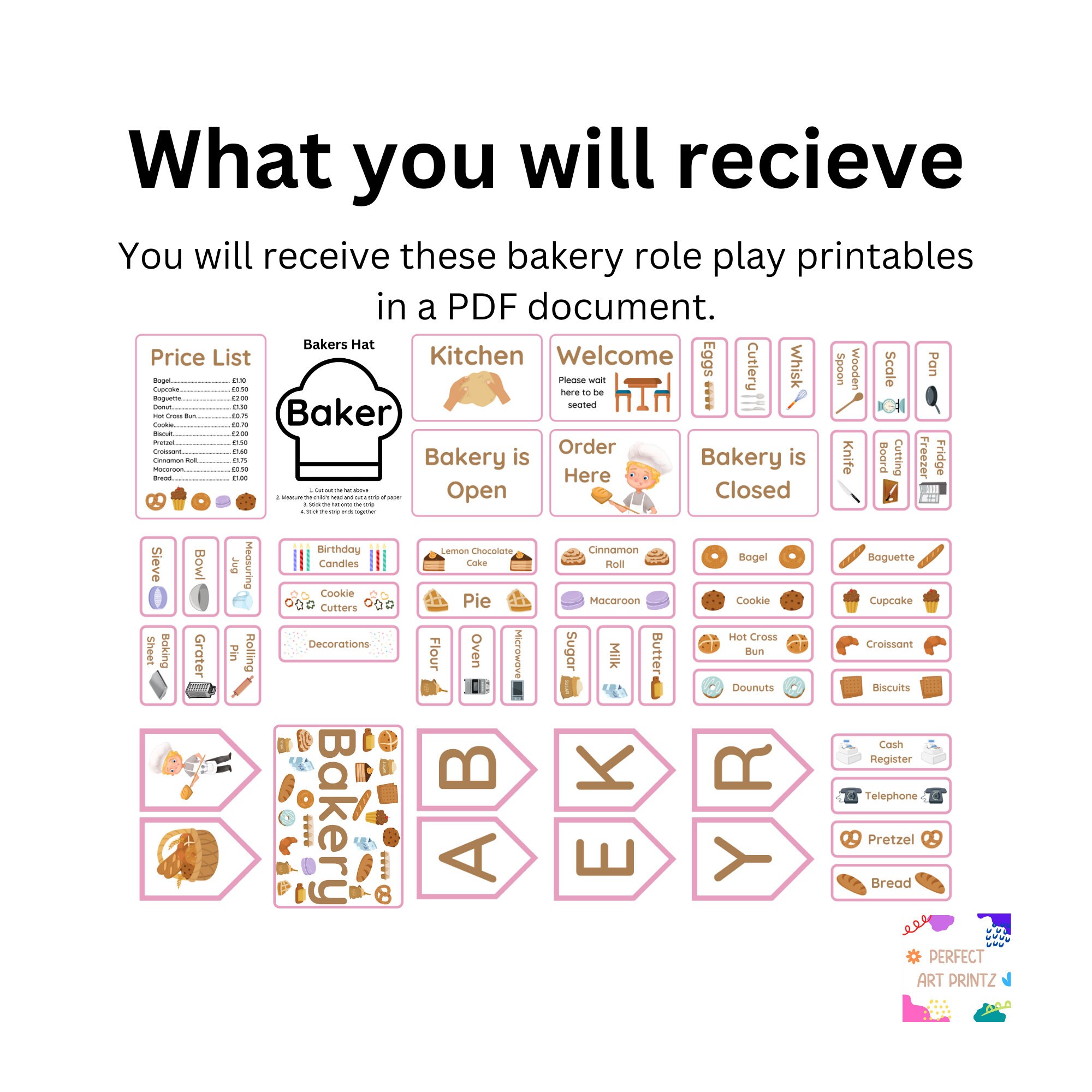 Bakery Role Play Printables, Pretend Bakery Play Set, Printable Bundle ...