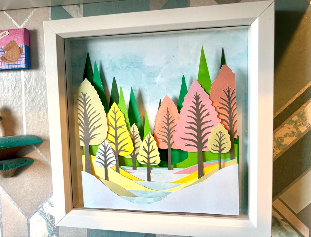 Framed Forest Papercut Art | Layered Woodland Scene With Deer, Rabbit ...