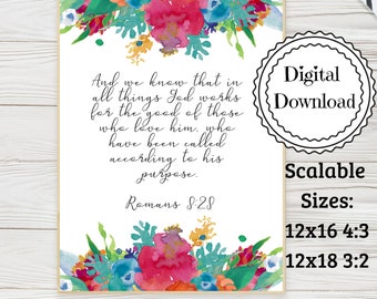 Romans 8 28 Wall Art All Things God Works for the Good Bible - Etsy