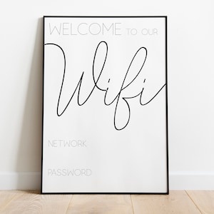 Welcome to Our Wifi Sign | Printable | Wall Art | Instant Download ...