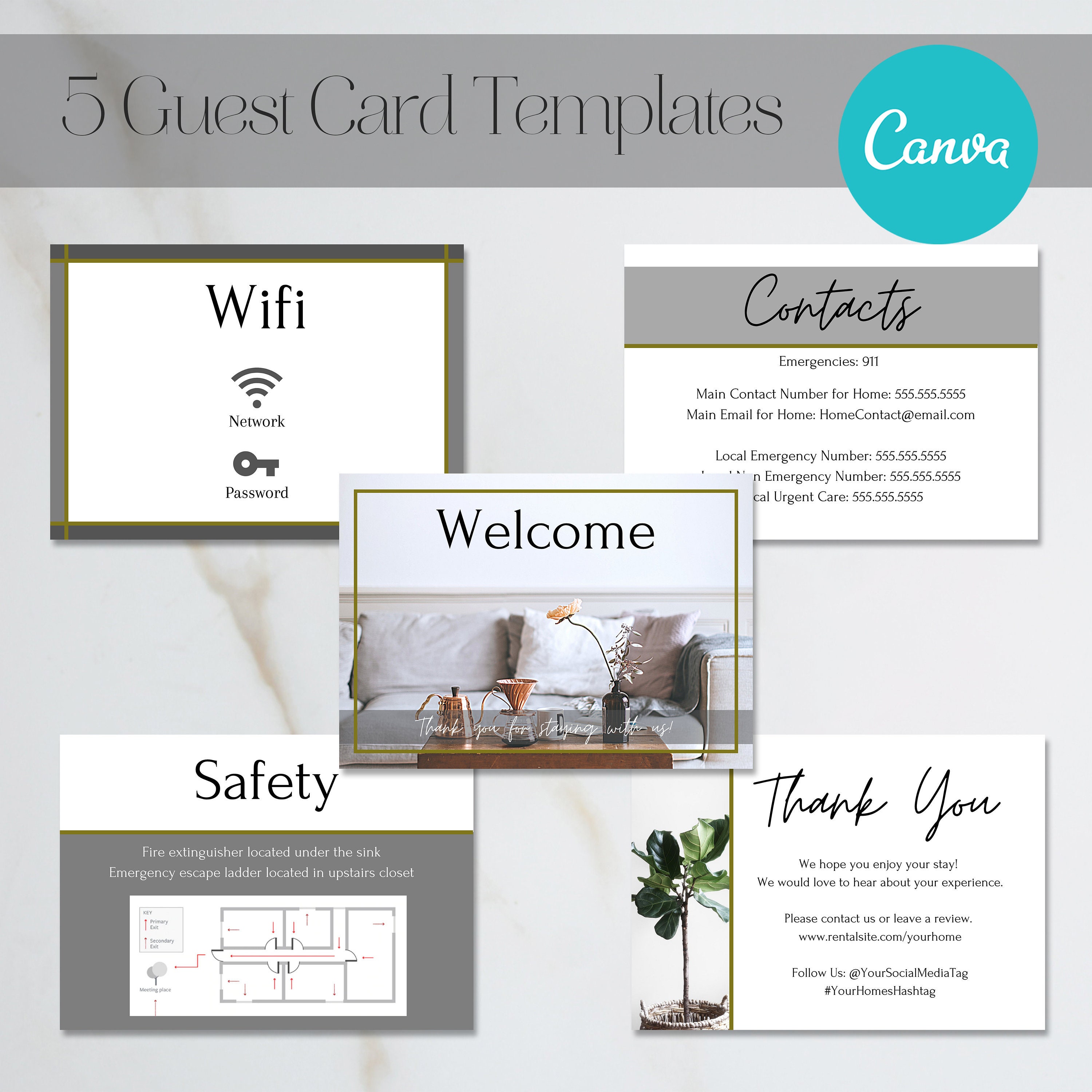 Airbnb Guest Cards Canva Template Airbnb VRBO Host Guide Airbnb Host ...