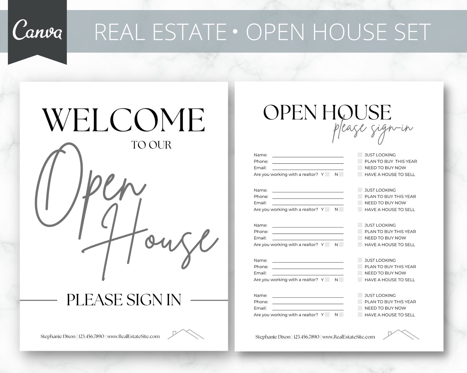 Real Estate Open House Set Printable Real Estate Sign Sign-in Welcome ...