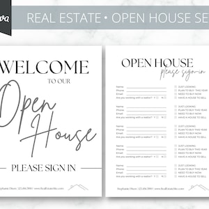 Real Estate Open House Set | Printable | Real Estate Sign | Sign-in ...