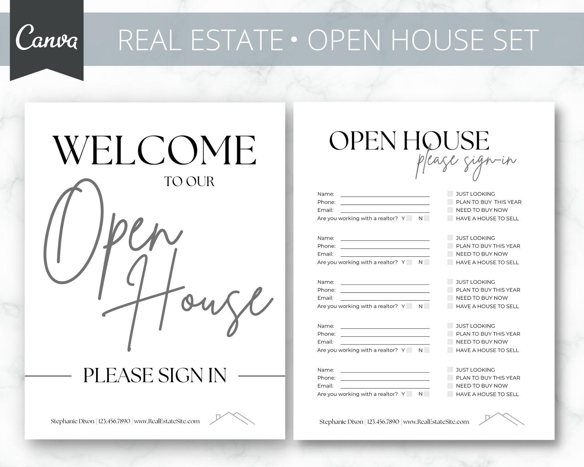 Real Estate Open House Set | Printable | Real Estate Sign | Sign-in ...