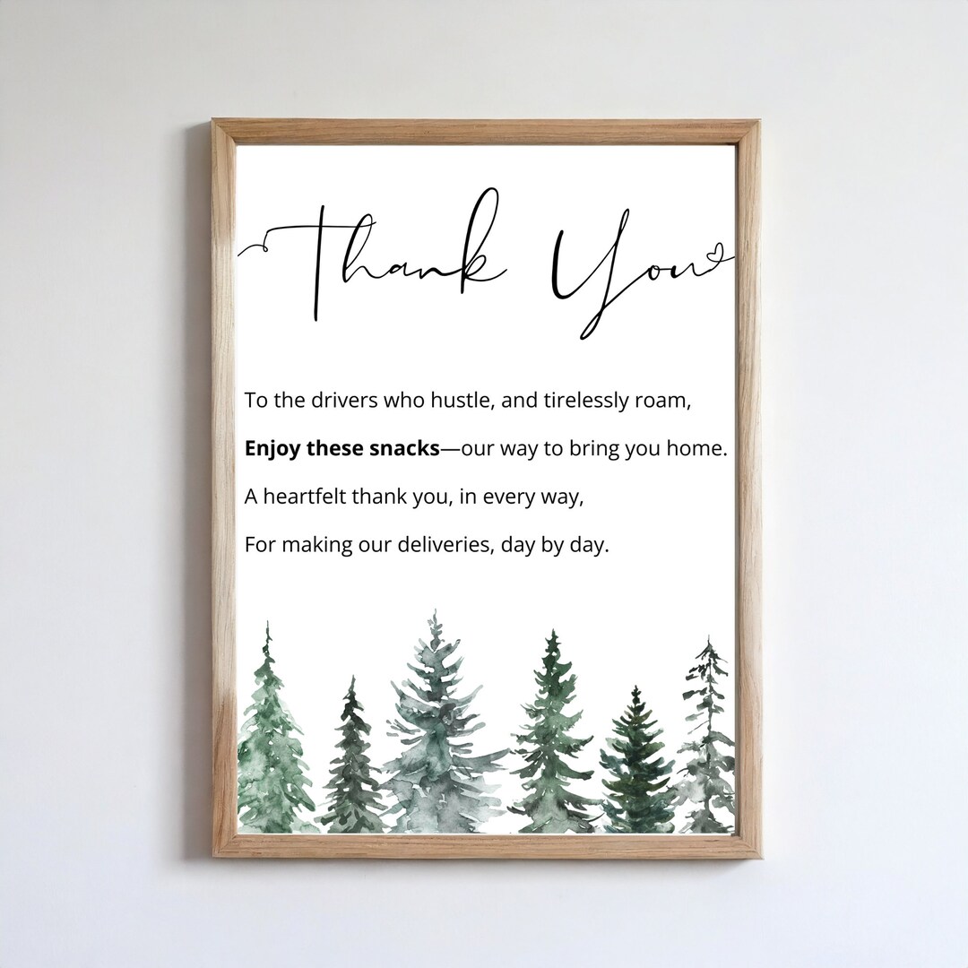 Delivery Driver Snack Sign | Thank You Sign | Delivery Driver Sign ...