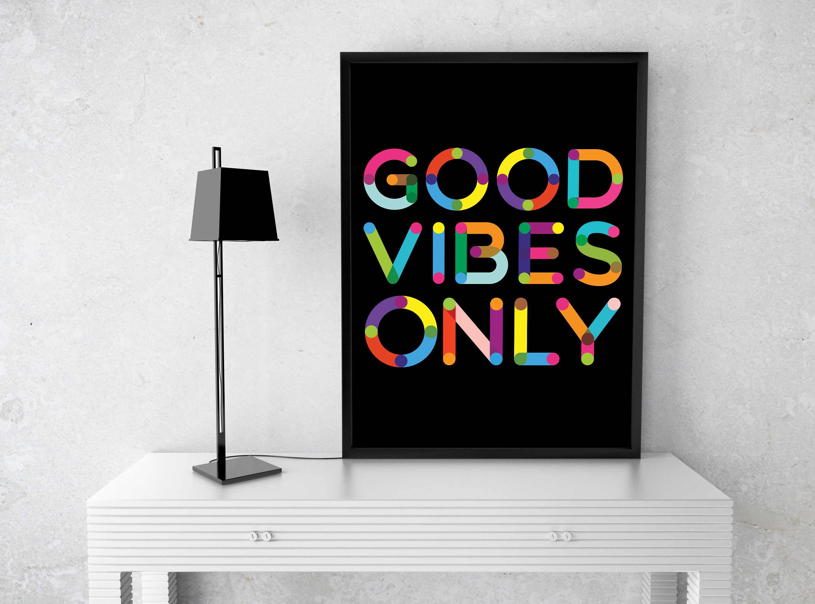 Good Vibes Only Black Background Printable Wall Art Instant Download ...