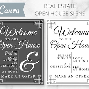 Real Estate Open House Sign Printable Sign Real Estate Sign Gray Simple ...