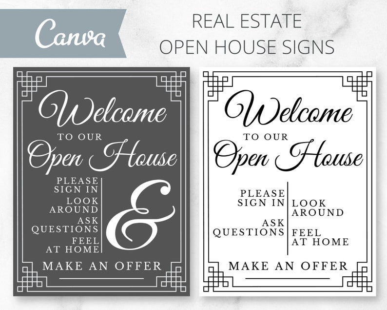 Real Estate Open House Sign Printable Sign Real Estate Sign Gray Simple ...