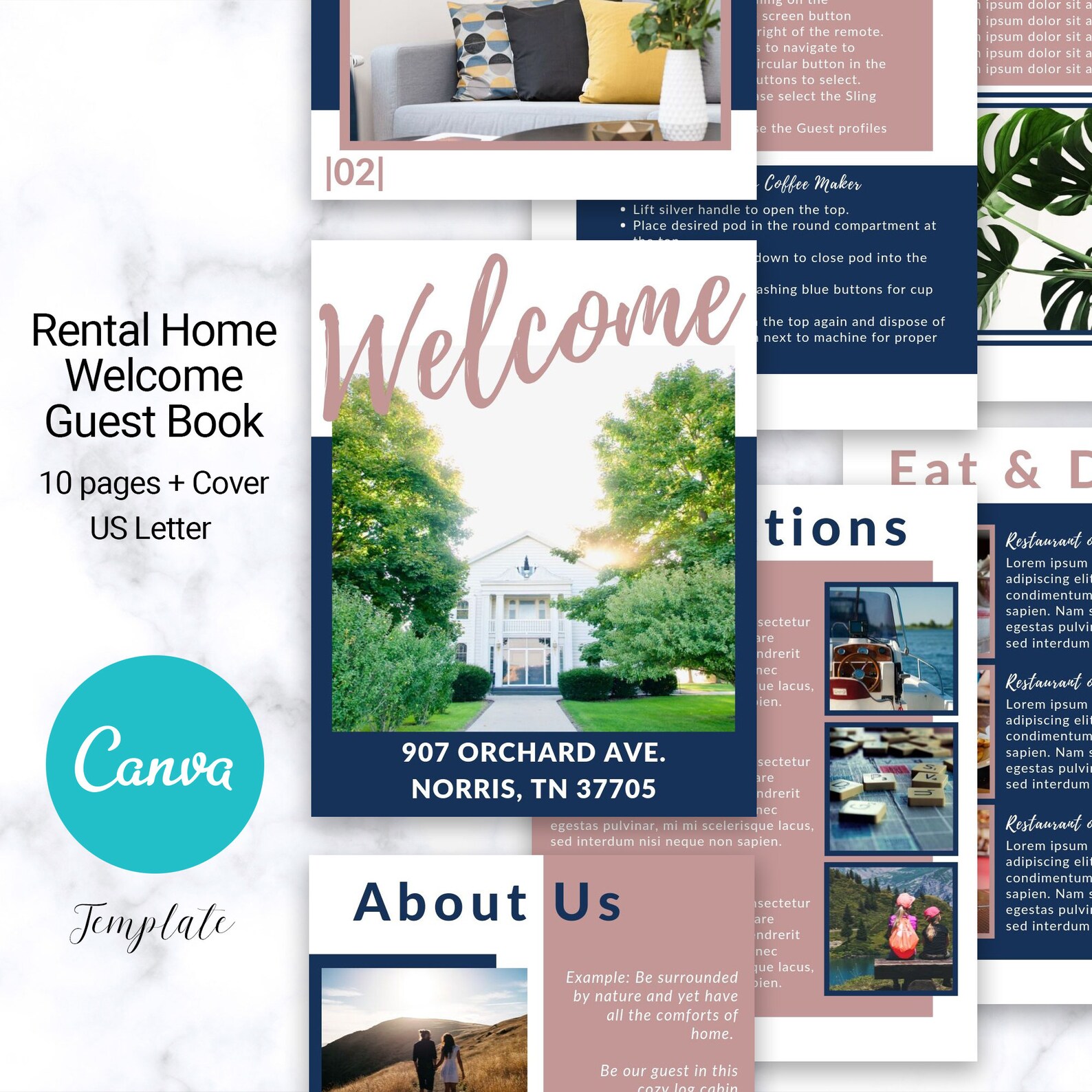 Welcome Guest Book Template Canva Template Airbnb VRBO Host Guide ...