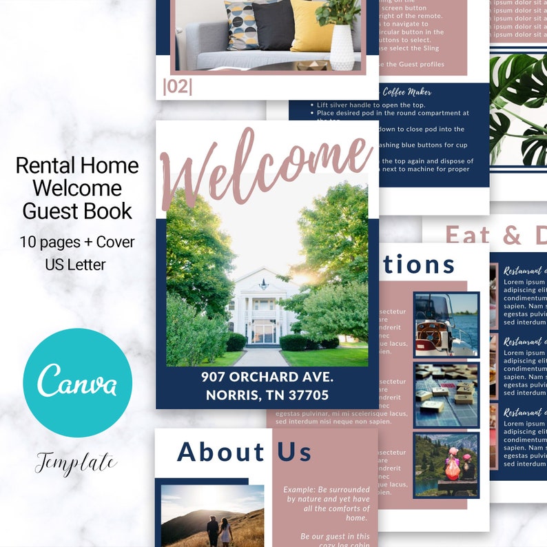 Welcome Guest Book Template Canva Template Airbnb VRBO Host Guide ...