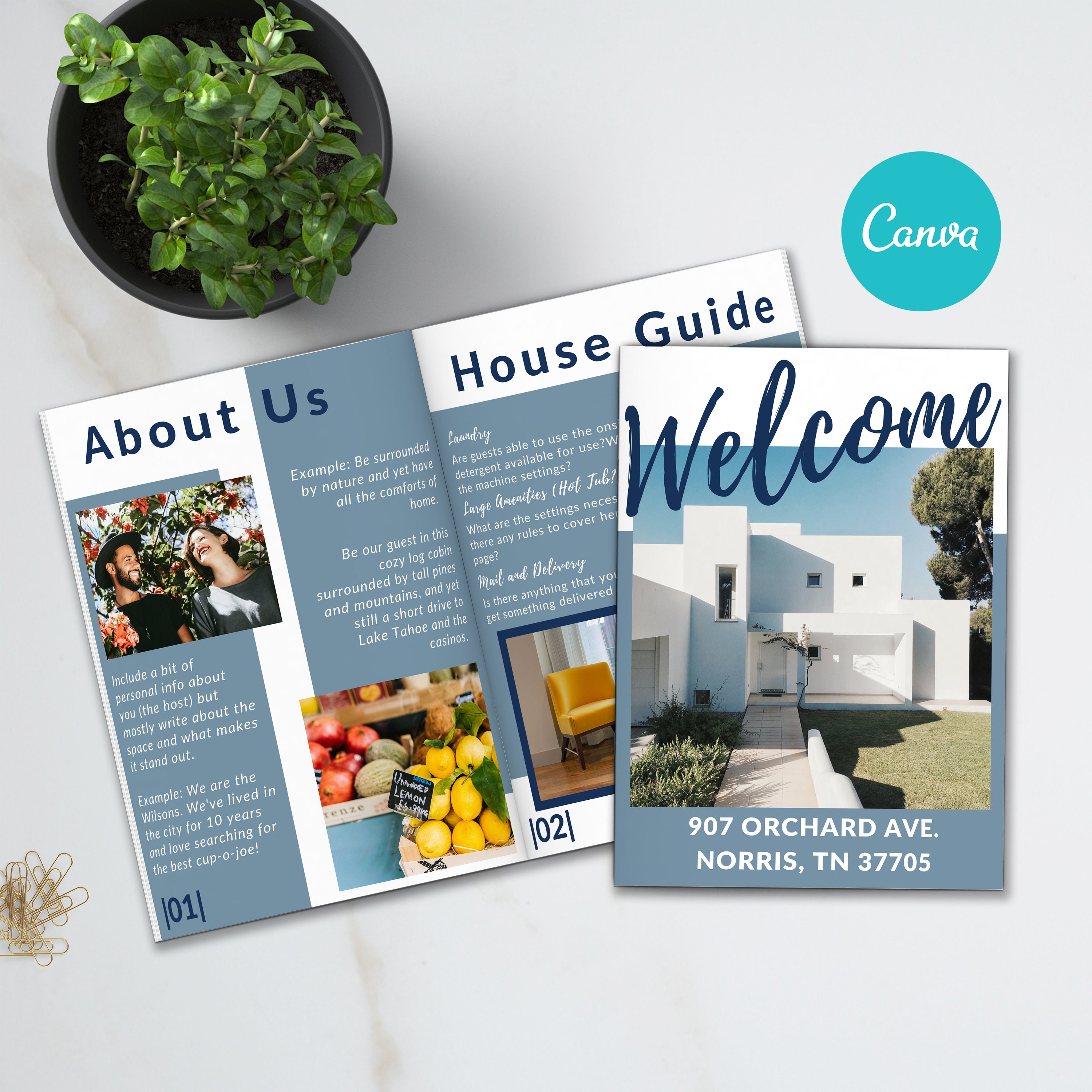 Welcome Guest Book Template Canva Template Airbnb VRBO Host Guide ...