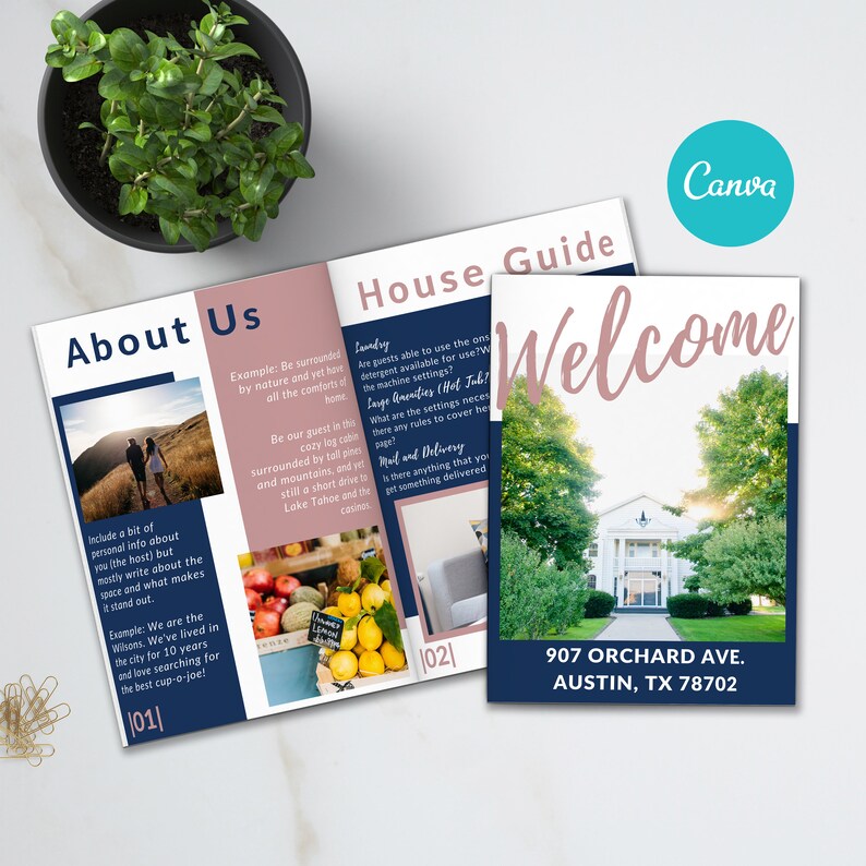 Welcome Guest Book Template Canva Template Airbnb VRBO Host Guide ...