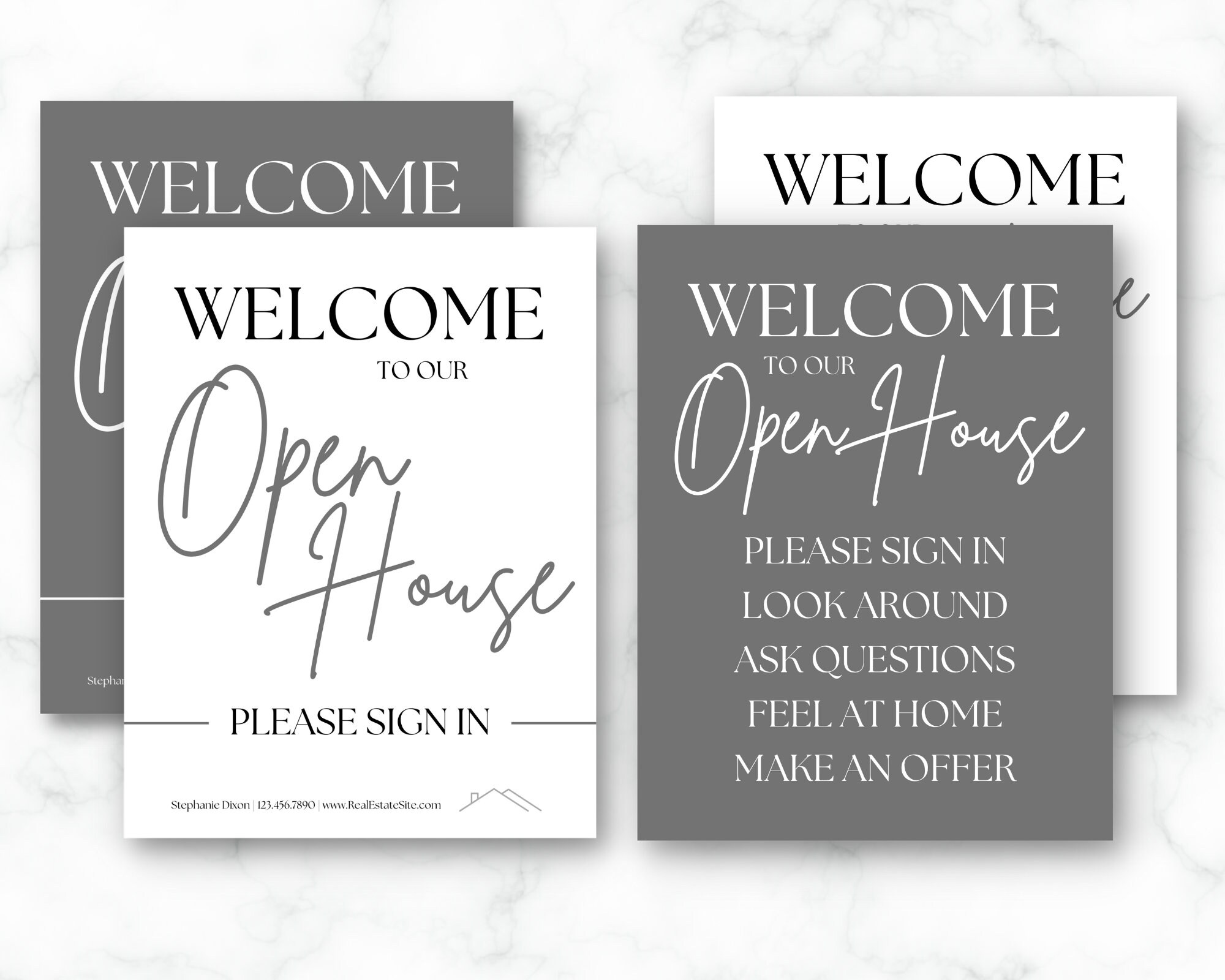 Real Estate Open House Set Printable Real Estate Sign Sign-in Welcome ...
