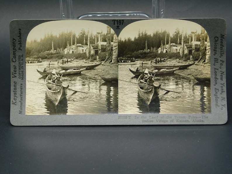 Circa 1910 Totem Poles and Indian Village of Kasaan Alaska Tlingit ...