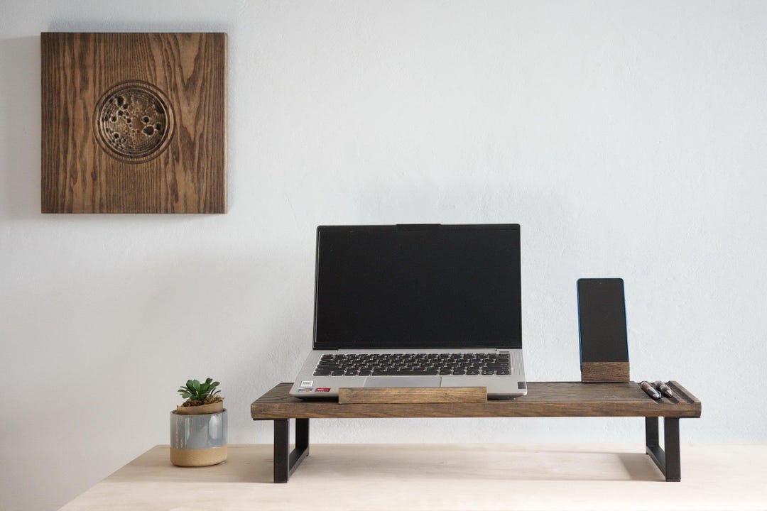 Wooden Monitor Stand, Desk Monitor Riser, Monitor Shelf, Laptop Stand ...