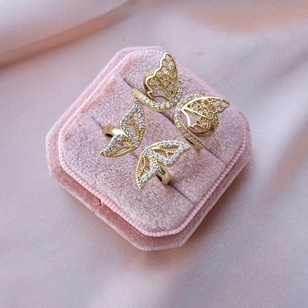 Butterfly Rings Gold Butterfly Rings Double Layer Butterfly - Etsy