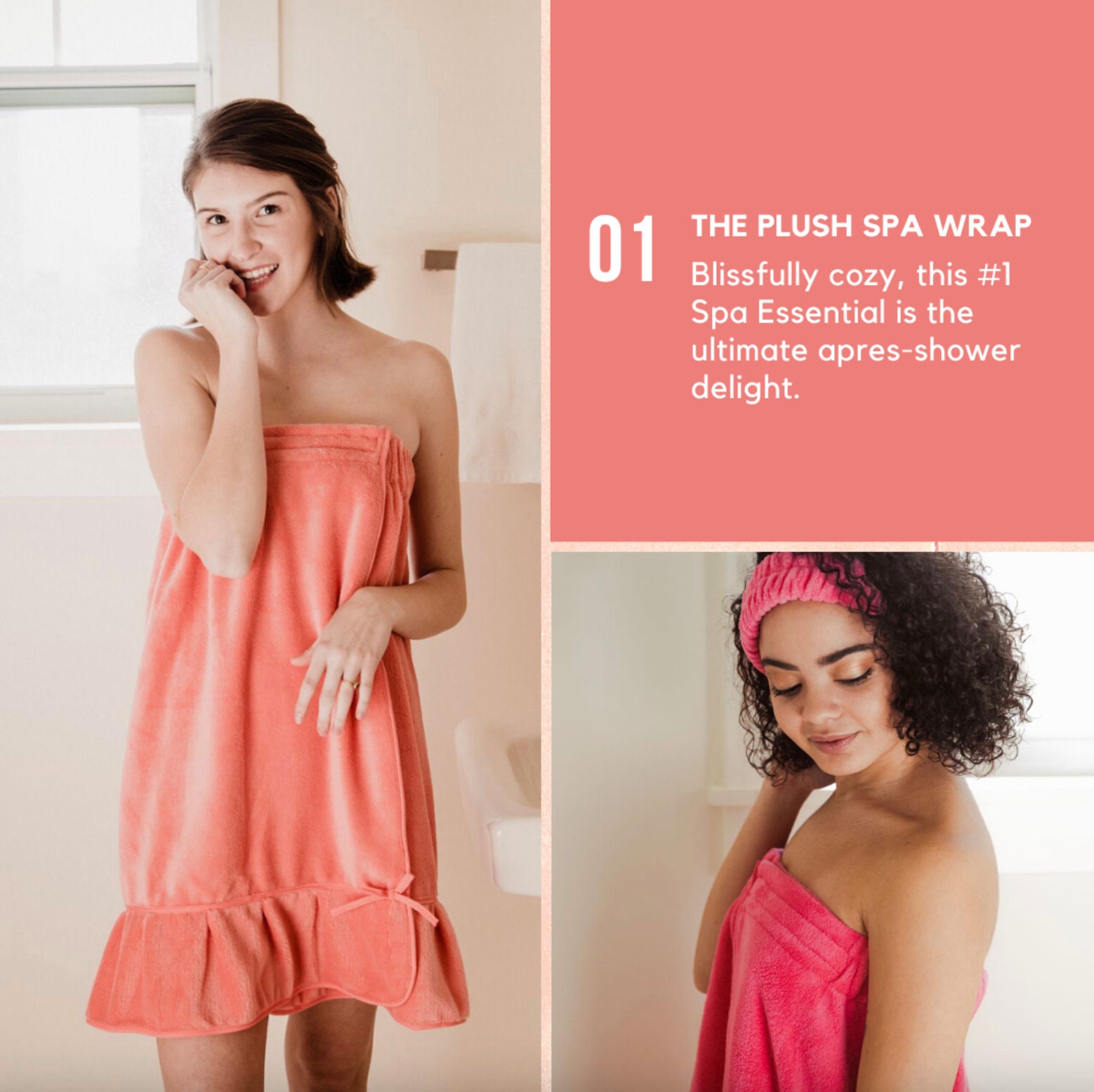 Hot Pink Ruffle Spa Wrap Towel Wrap With Embroidery Birthday Gifts for ...