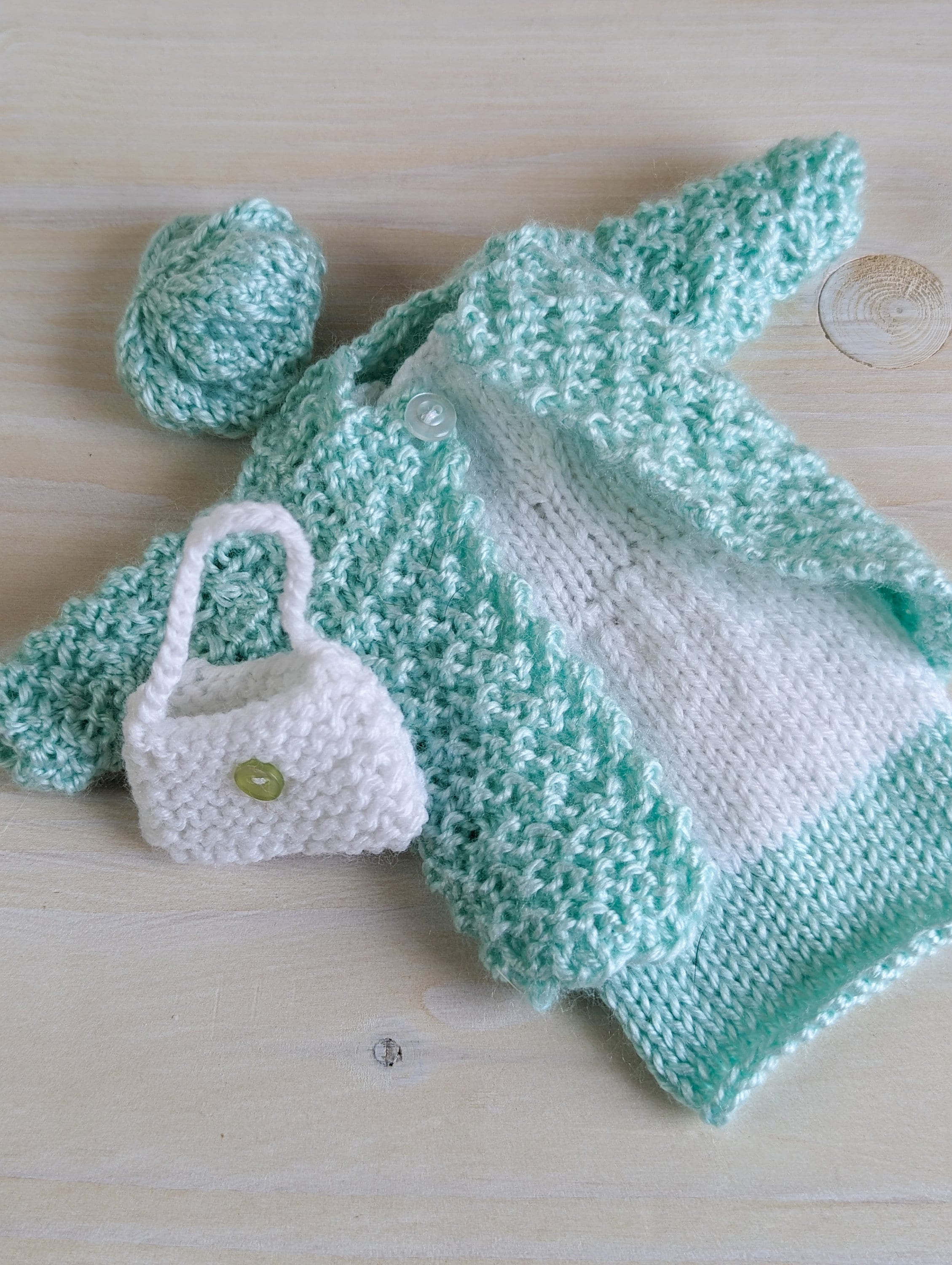 Knit Barbie Outfit, 4-pc Barbie Wardrobe, Barbie Dress Coat Purse Hat ...