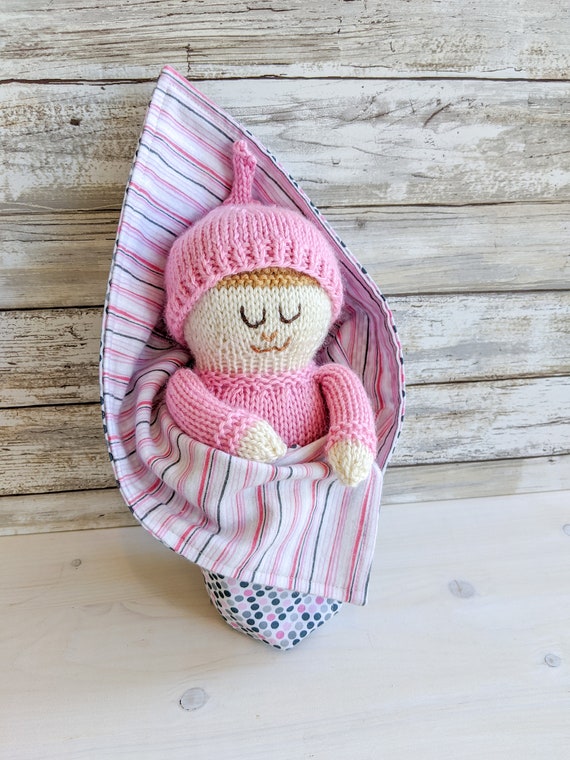 Soft Doll with Reversible Blanket Stuffed Baby Doll Play Set Knit Toys ...